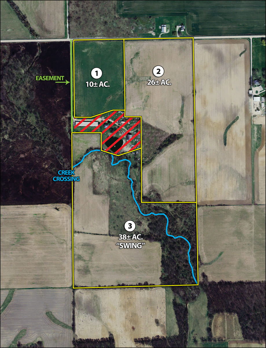 74.45 Acres Offered in 3 Tracts - 55+/- Tillable Acres Per FSA ...