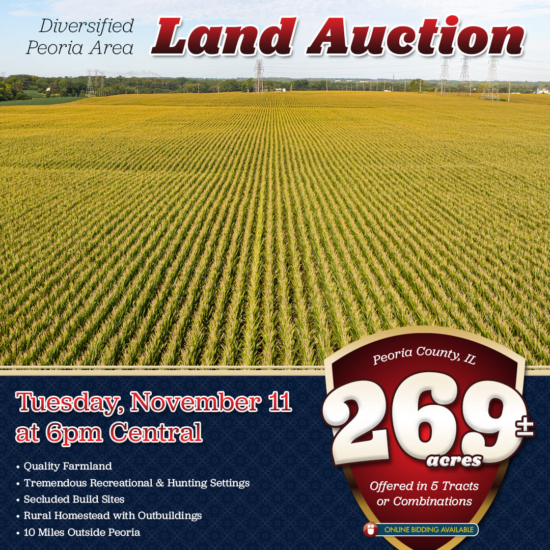 FARMLAND AUCTION - LAND AUCTION - 269+/- ACRES OFFERED IN 5 TRACTS IN ...